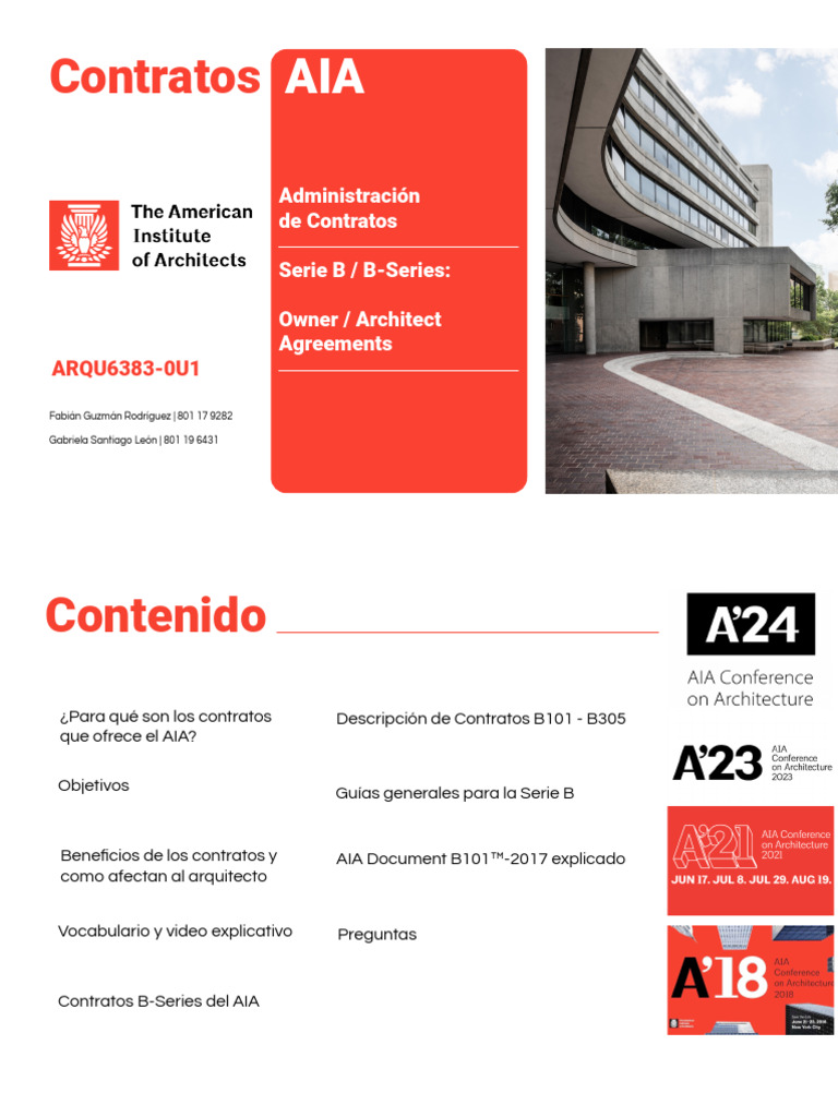 AIA B Contracts - Presentacion 1 | PDF | Arquitecto | Diseño