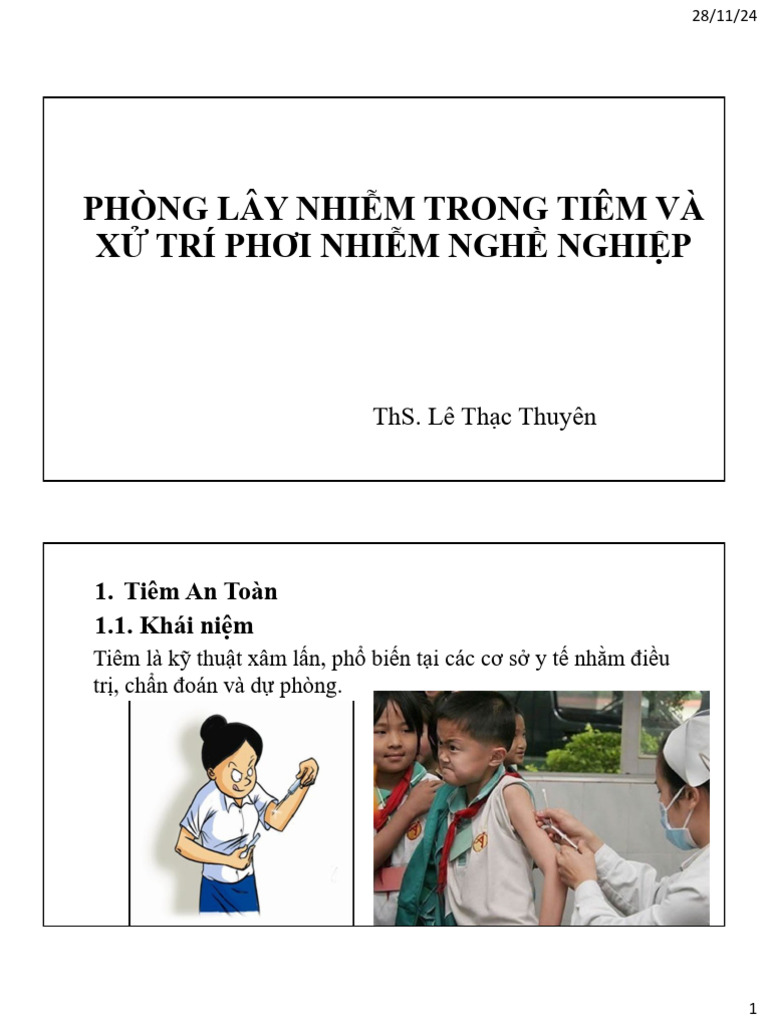 Phòng Lây Nhiễm Trong Tiêm Và Xử Trí Phơi Nhiễm Nghề Nghiệp | PDF