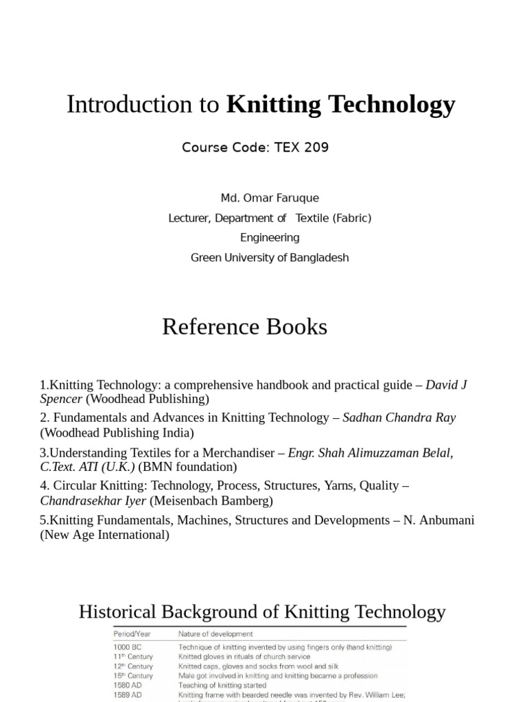 Introduction To Knitting Technology | PDF | Knitting | Yarn