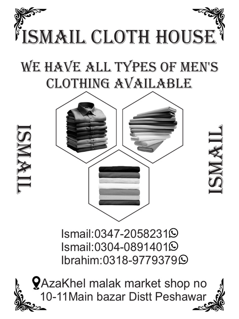 Men's Clothing at Ismail Cloth House | PDF