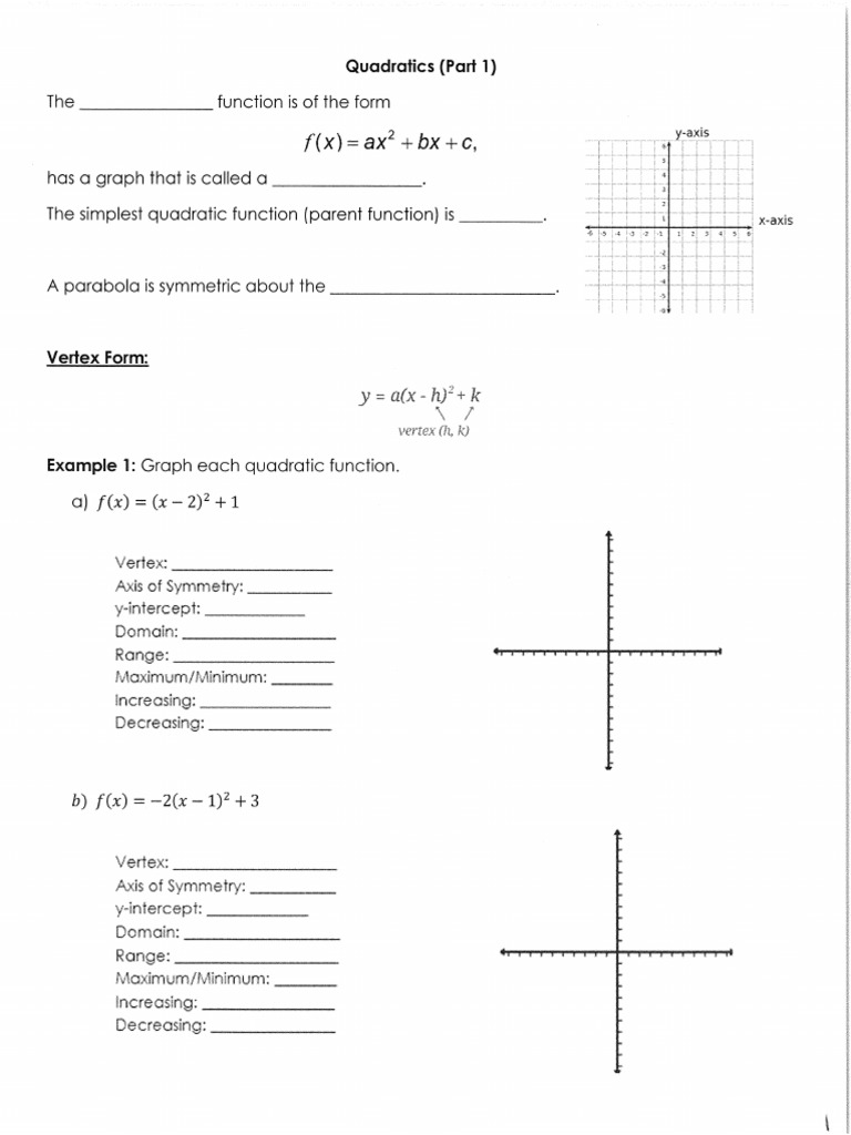 Quadratics Part 1 Packet | PDF