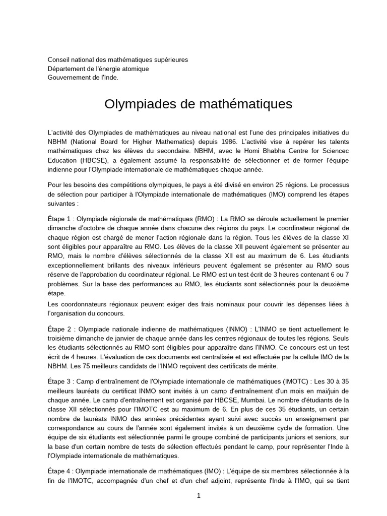 Livres de L'olympiade de Mathématiques RMO, INMO, IMO | PDF | Nombre ...