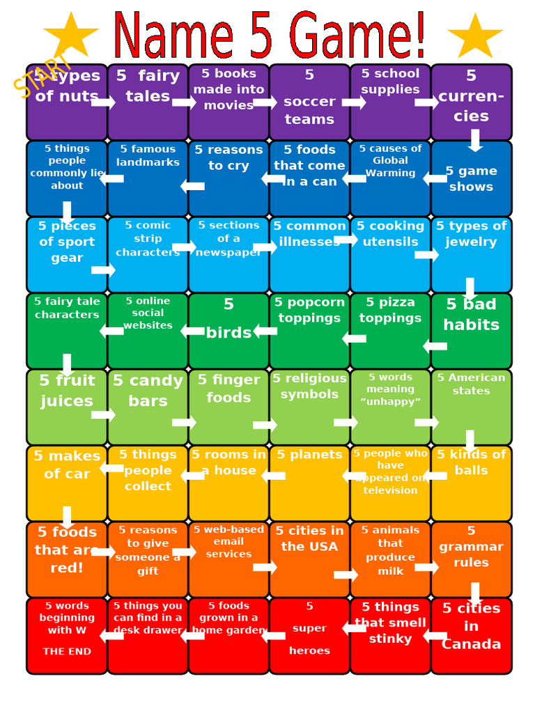 Name 5 Game Fun Activities Games Games Tests Warmers Coolers - 49707 | PDF