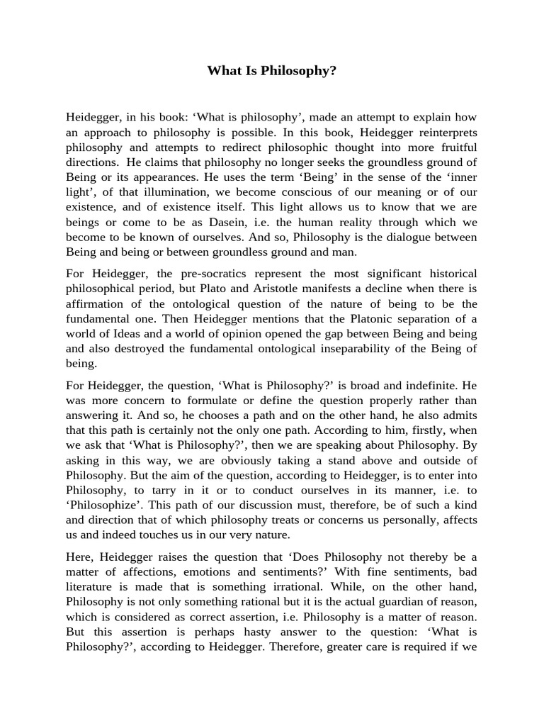 Heidegger's Exploration of Philosophy | PDF | Martin Heidegger | Existence