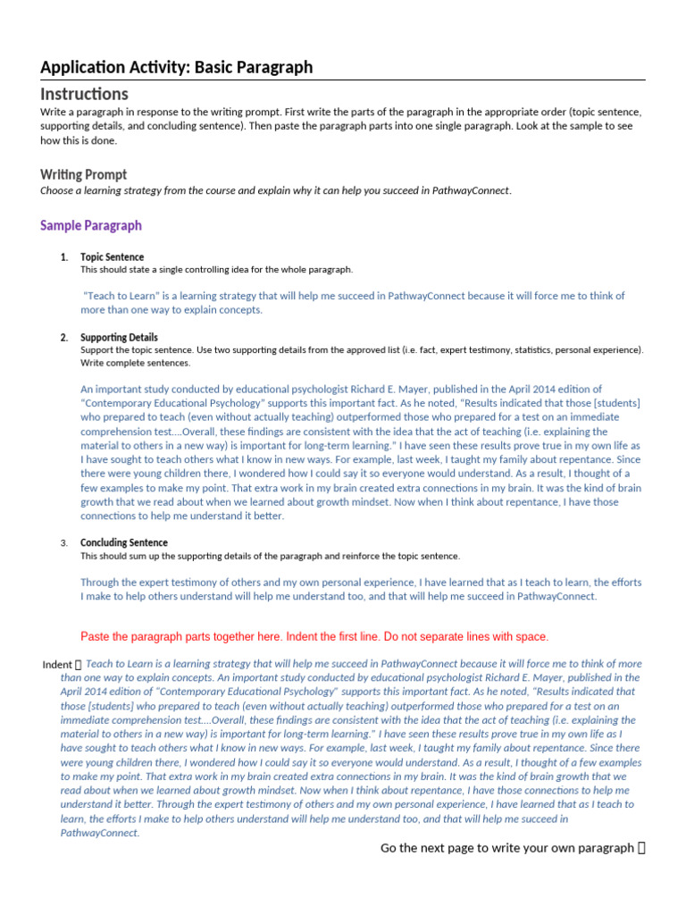 pc101 - w02 - Application-Activity-Basicparagraph - Nataniel | PDF | Disciplines | Habits