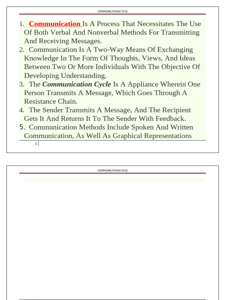 Communication Cycle | PDF