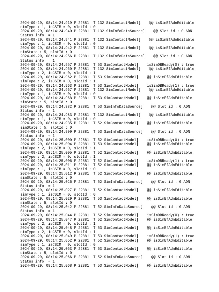 SIM Contact Model Status Logs | PDF
