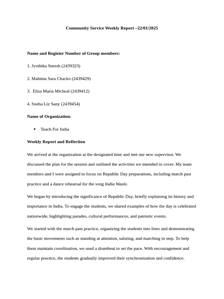 Republic Day Prep at Teach For India | PDF