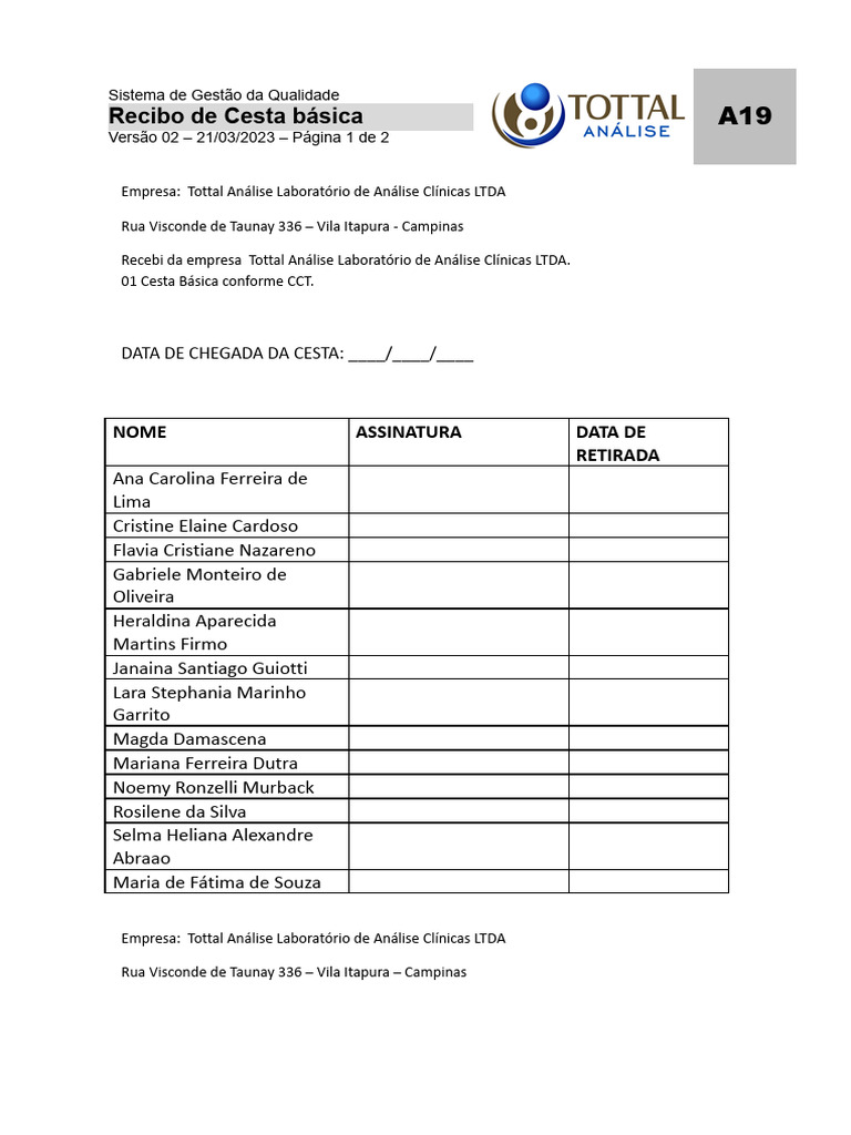 A19 - Recibo de cesta básica V2 (.docx (1) | PDF