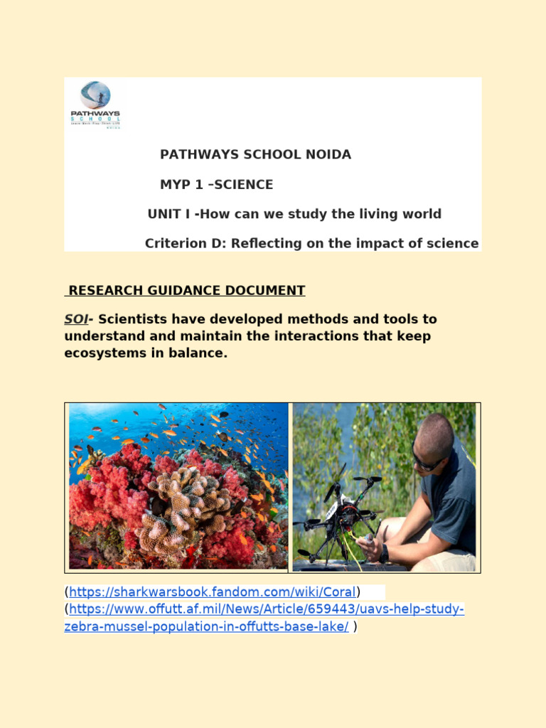 Research Guidance Document - MYP 1 - Criterion D | PDF | Climate Change ...