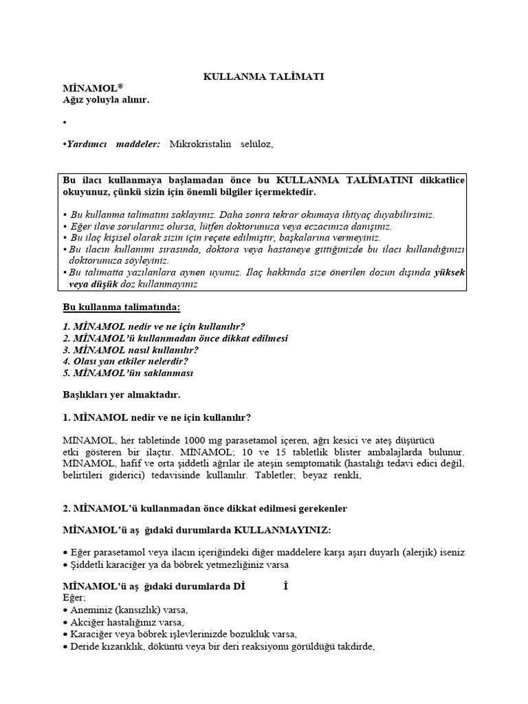 Minamol 1000 MG Tablet KT | PDF