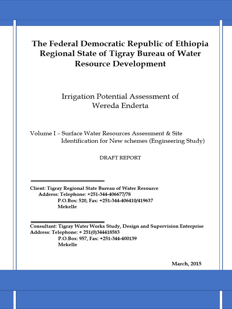 Endeta Engineering Draft Final Report | PDF | Dam | Irrigation