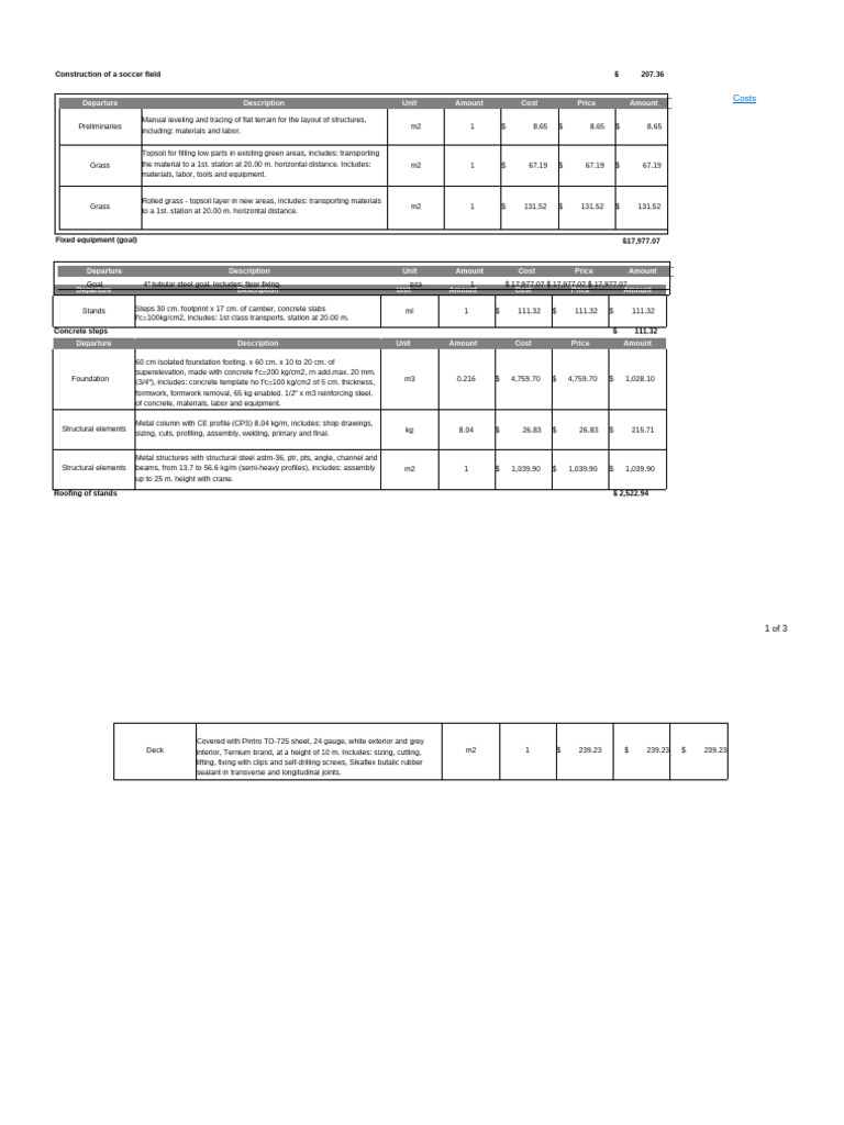 Parametric Cost of Football Field | PDF | Building Materials | Building ...