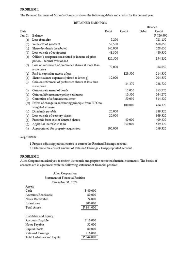 Adjusting Journal Entries & Retained Earnings Analysis | PDF | Balance ...