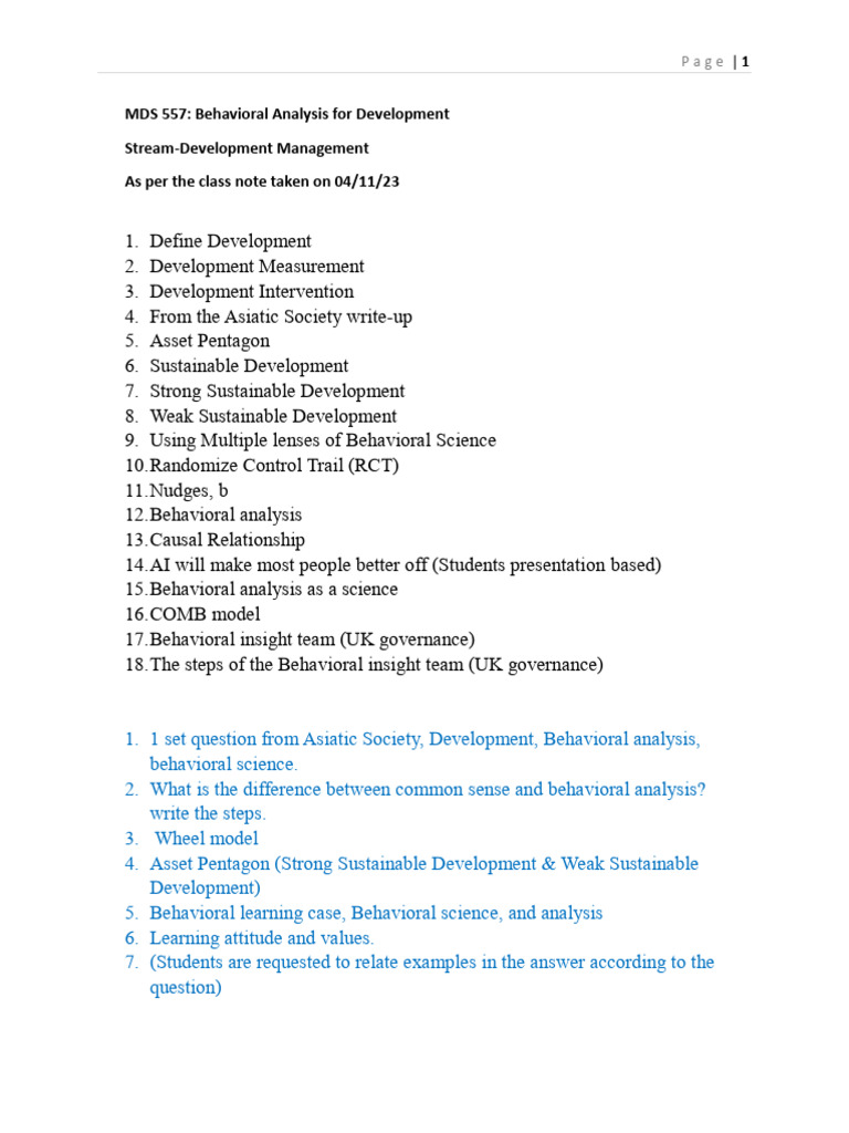 Behavioral Analysis in Development Management | PDF