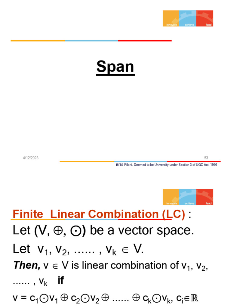 slides Jan 22 | PDF | Linear Subspace | Mathematical Physics