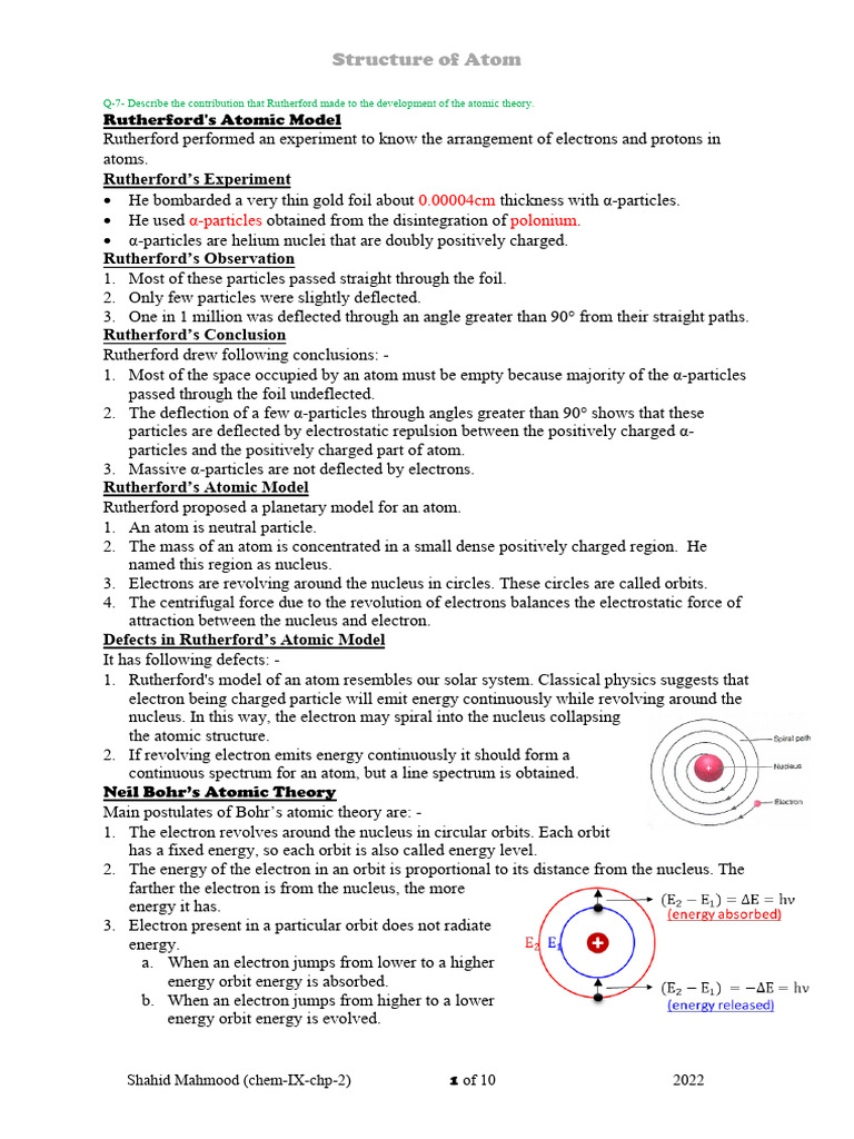 Chapter 2 Structure of Ato | PDF | Uranium | Atoms