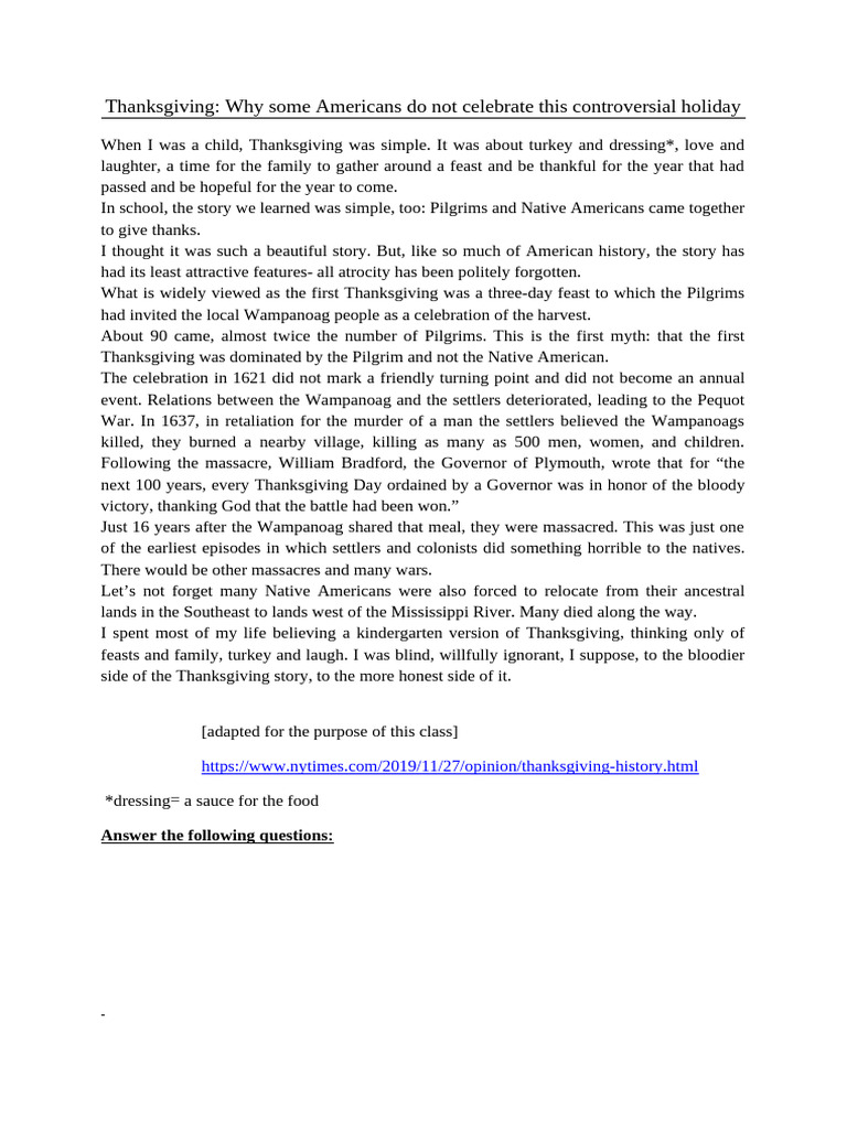 5.thanksgiving Controversial Holiday G5 | PDF | Thanksgiving