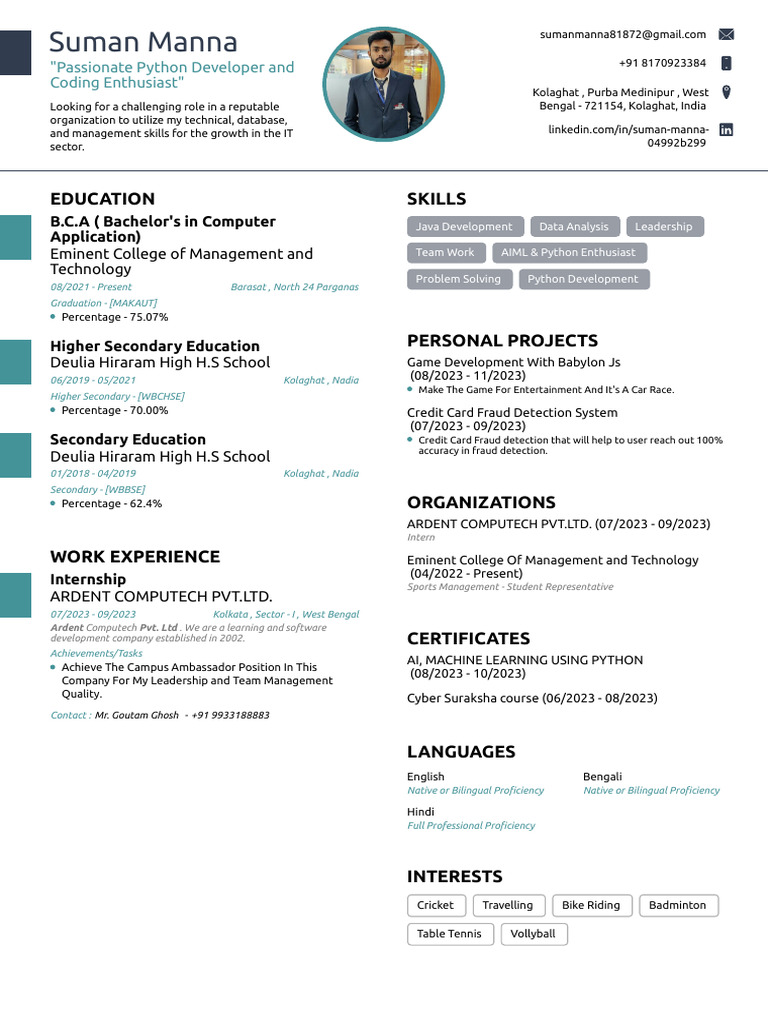 Suman's Resume | PDF | Computer Science | Information Technology
