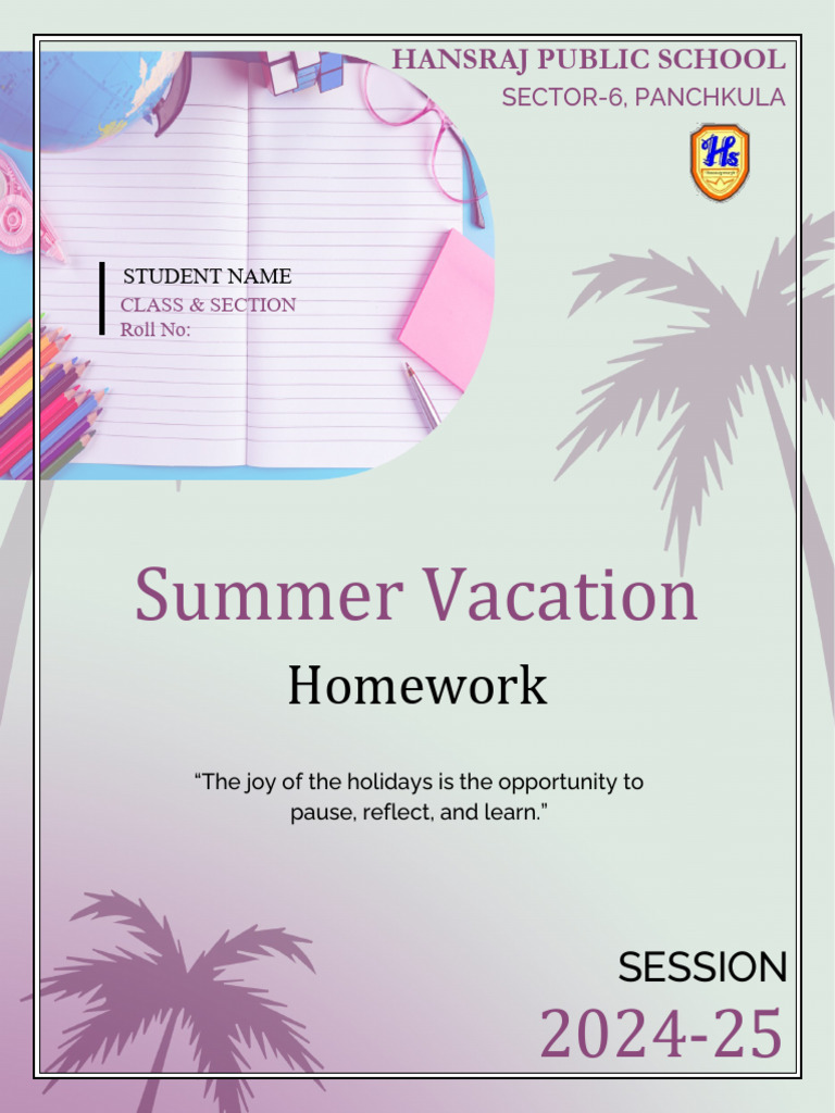 Summer Vacation Homework Guide 2024 | PDF | Complex Number