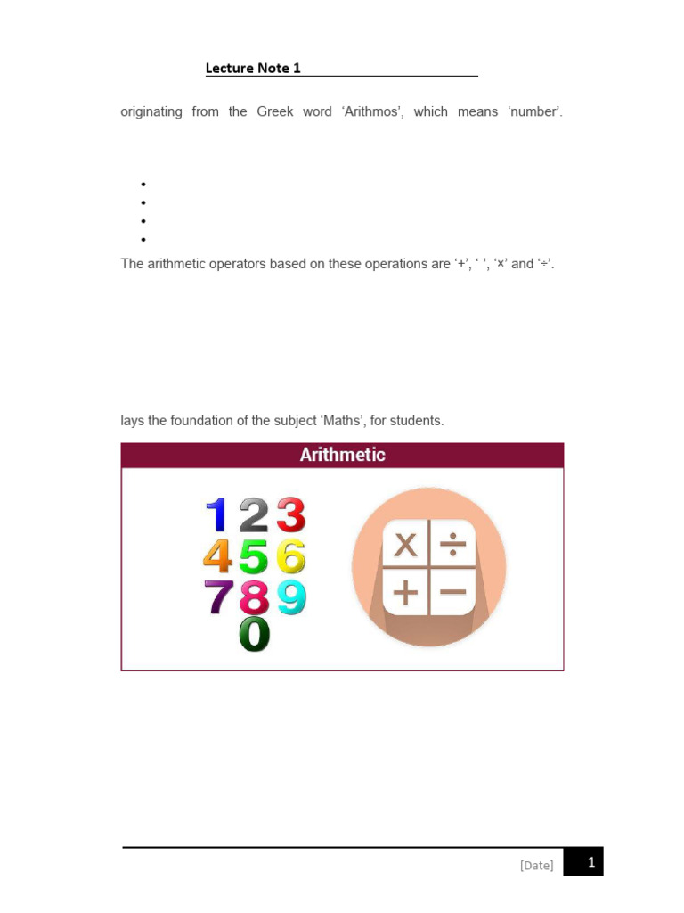 Arithmetic Arithmetic NOTE | PDF | Division (Mathematics) | Multiplication
