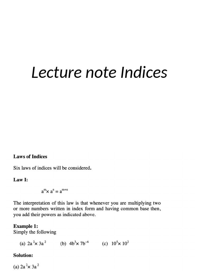 Indices Notes | PDF
