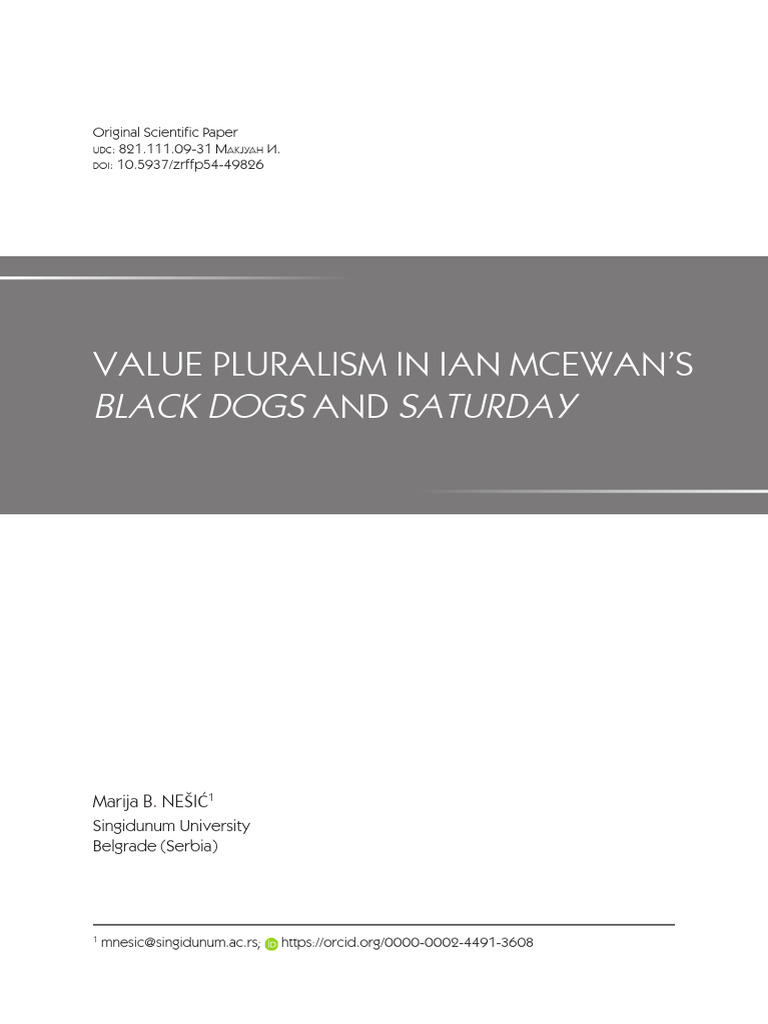 Marija B. NESIC, Value Pluralism in Ian McEwan's Black Dogs and ...