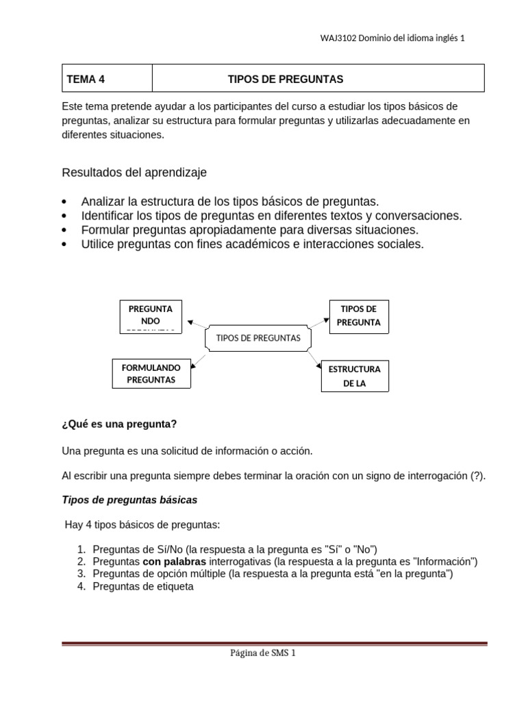 Tema 4. Tipos de Preguntas | PDF | Asunto (gramática) | Verdad