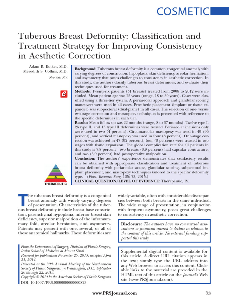 Tuberous Breast Deformity: Classification & Treatment | PDF | Plastic ...