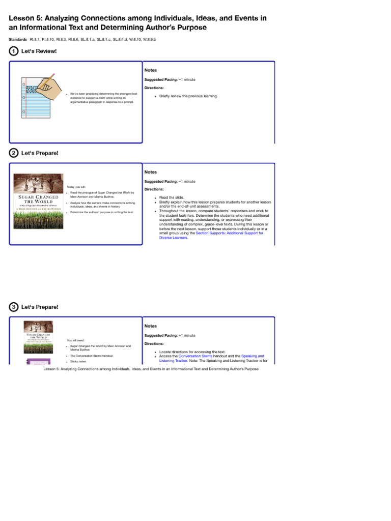 Lesson 5 - Analyzing Connections Among Individuals, Ideas, and Events ...