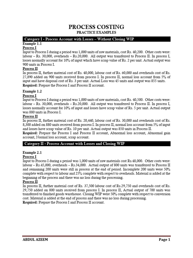 Process Costing - Updated Examples | PDF | Cost | Economies