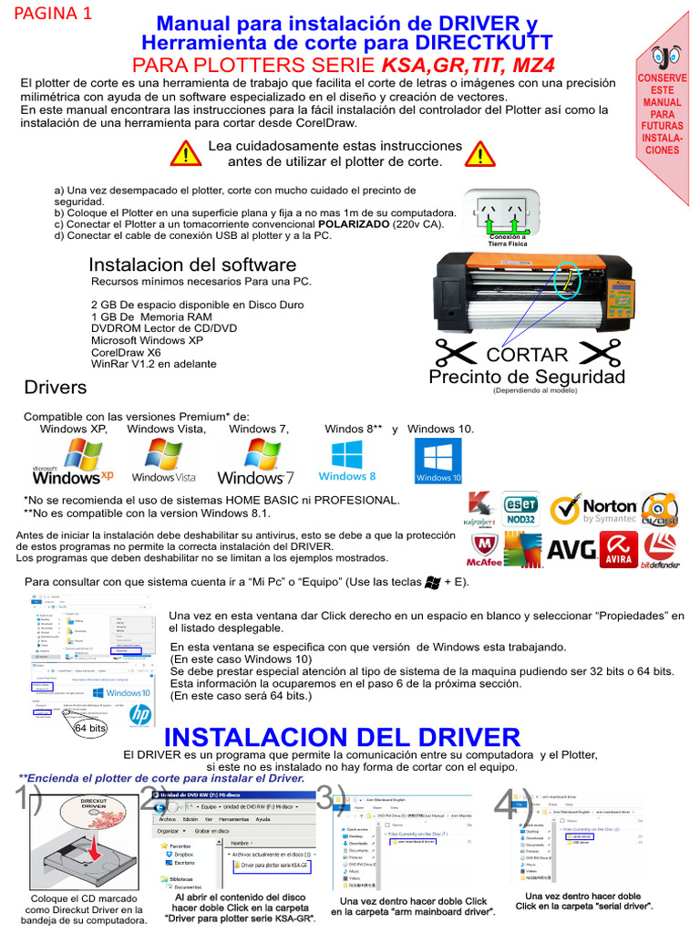 Instalación de Driver para Plotter de Corte | PDF | Microsoft Windows | Archivo de computadora