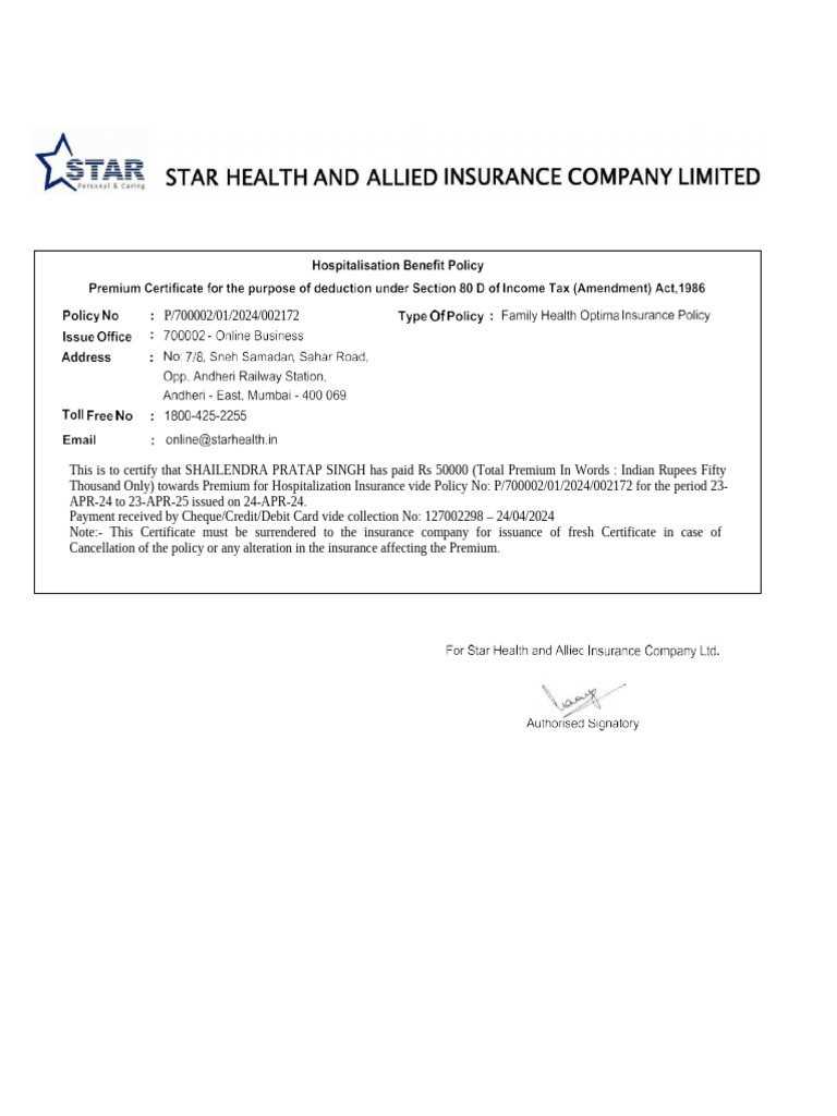 Insurance Receipt | PDF