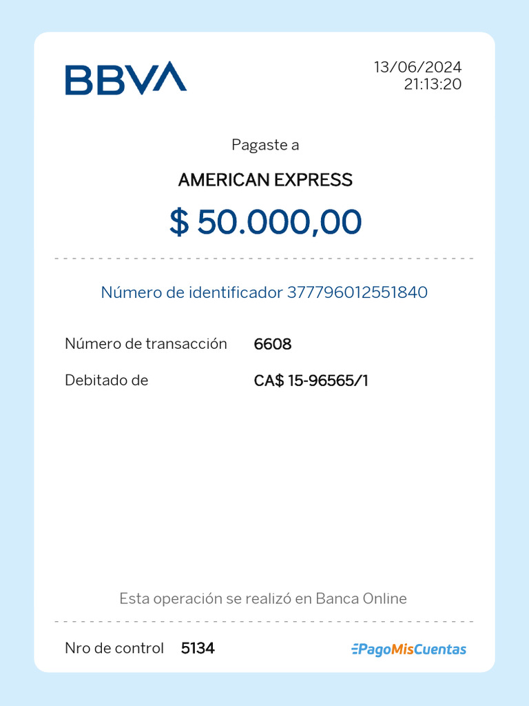 Pago American Express 377796012551840 | PDF