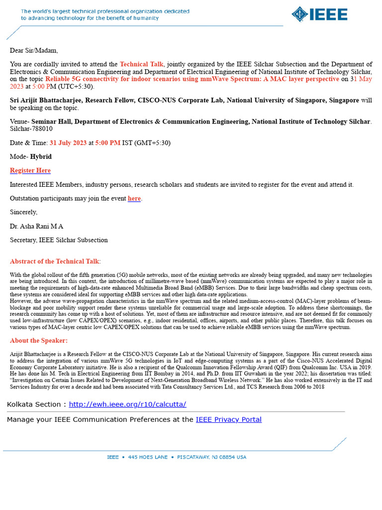 Reminder - Technical Talk On Reliable 5G Connectivity For Indoor ...