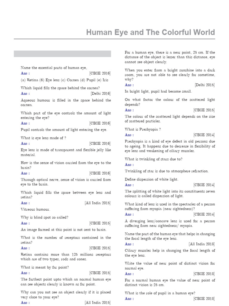 Human Eye Structure and Vision Defects | PDF | Eye | Sunset