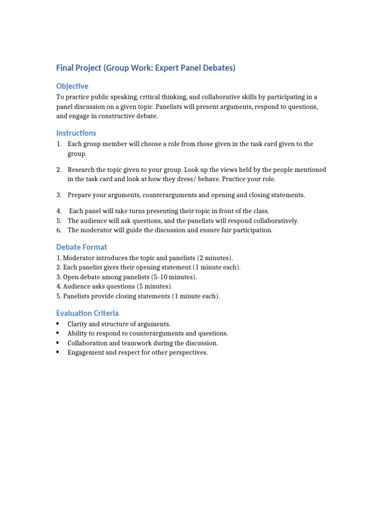 Expert Panel Debate Handout | PDF