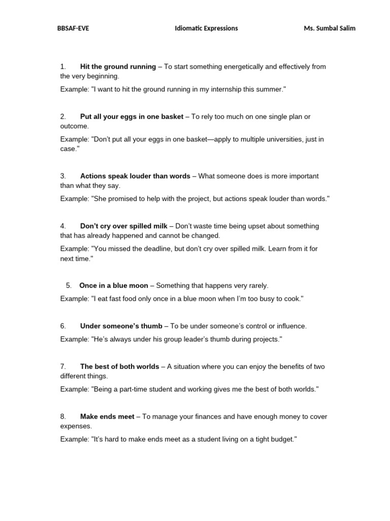 idioms 2 | PDF | Idiom