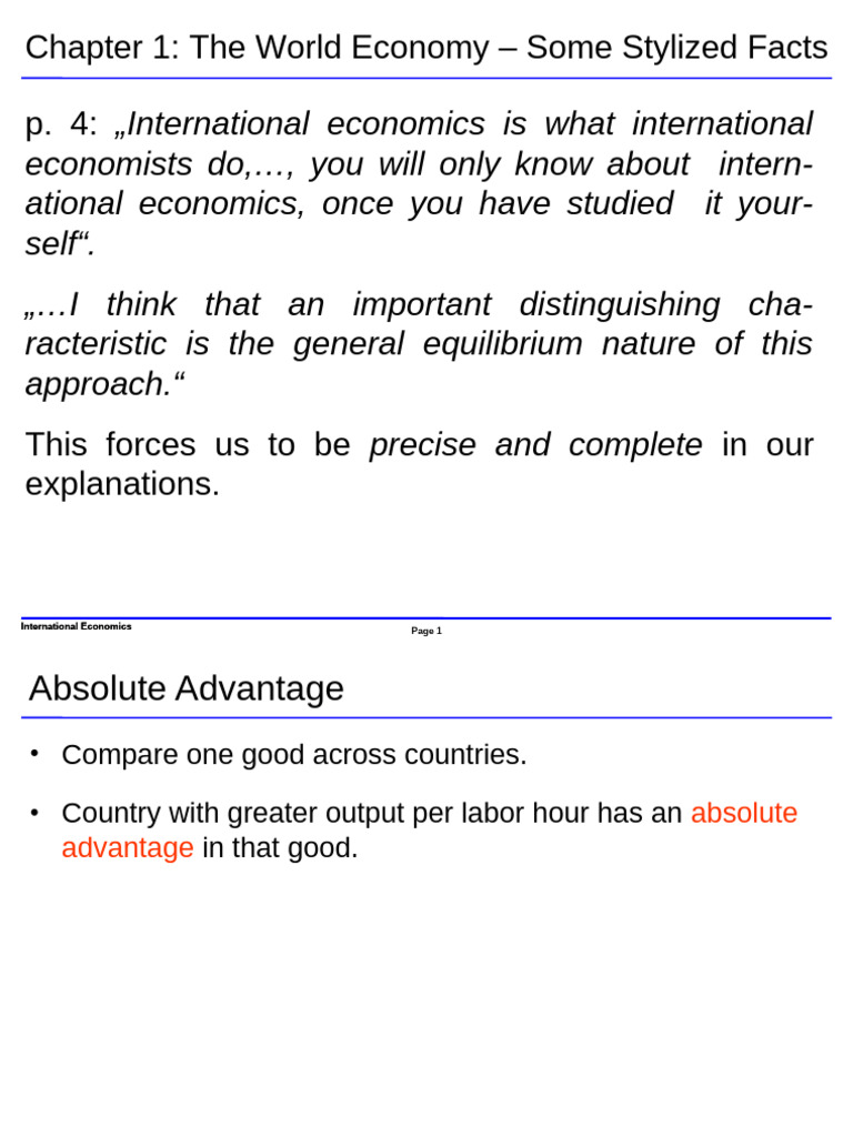 Absolute and Comparative Advantage Theory | PDF | Purchasing Power ...