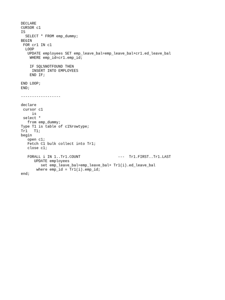 Bulk Collect Program | PDF