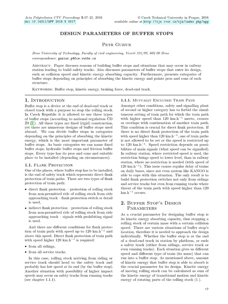 Design Parameters of Buffer Stops | PDF | Train | Brake