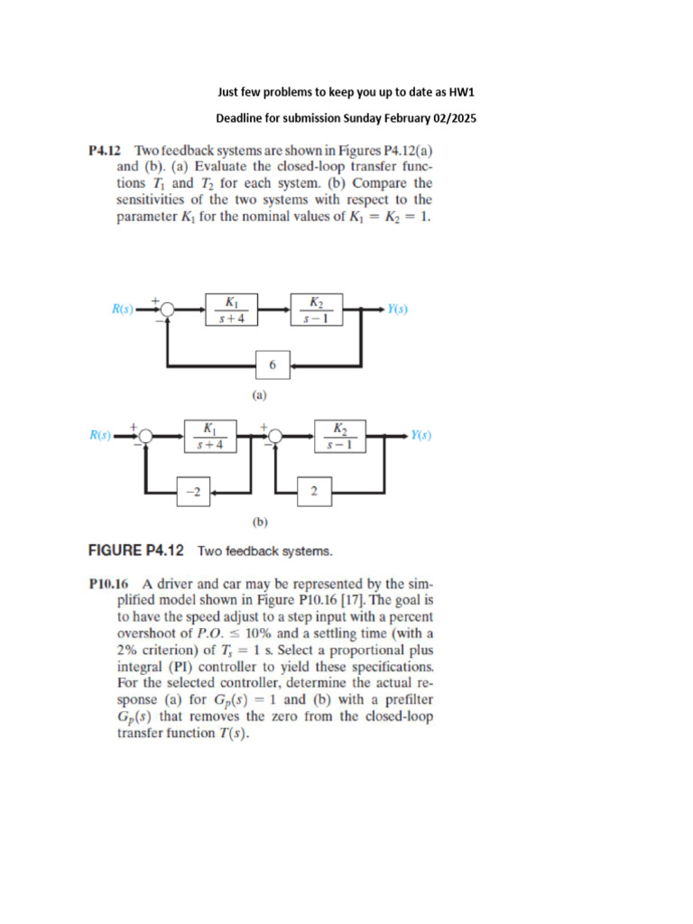 Just Few Problems To Keep You Up To Date As HW1 Deadline For Submission Sunday February 02/2025 ...