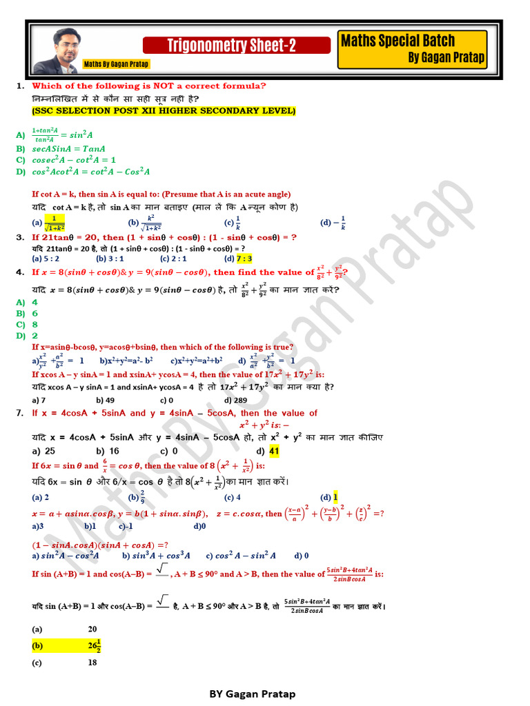 Trigonometry 2 | PDF | Trigonometry | Elementary Geometry