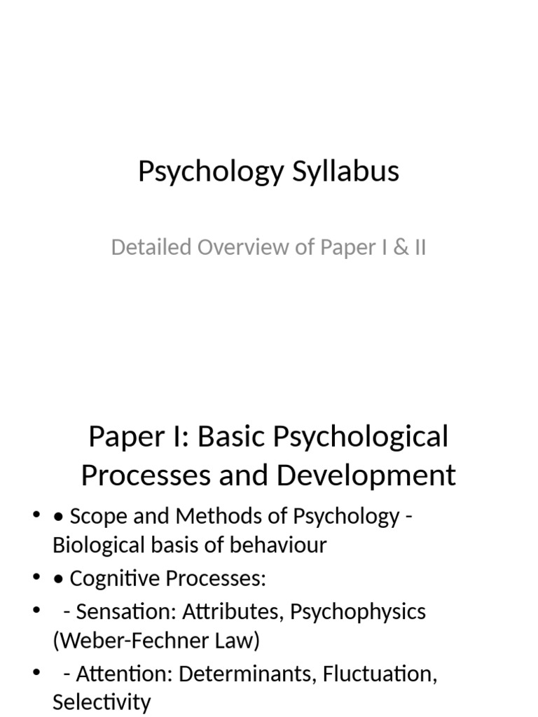 Psychology Syllabus | PDF