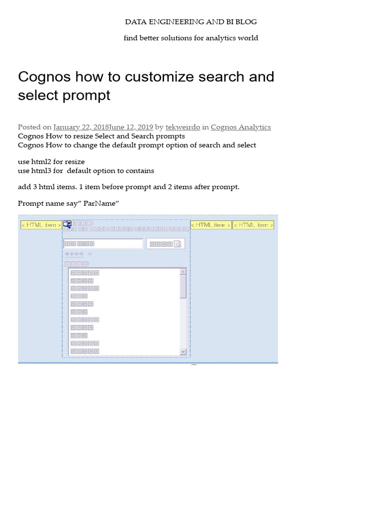 Cognos How To Customize Search and Select Prompt | PDF