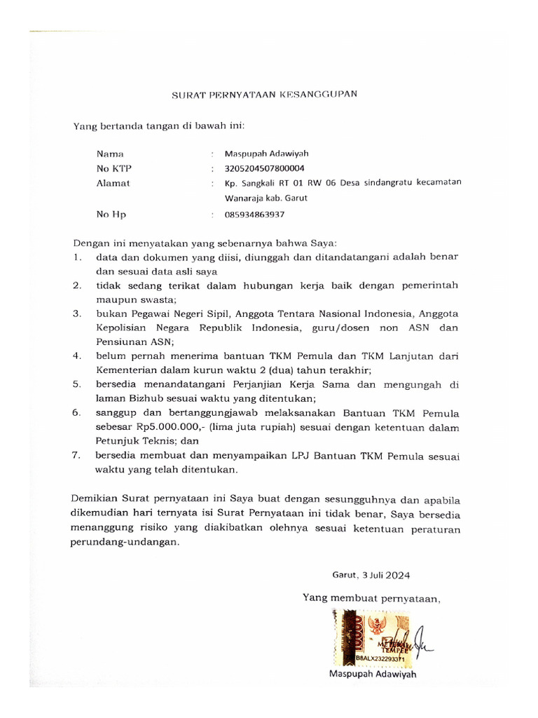 SRT Pernyataan PDF Bubu | PDF