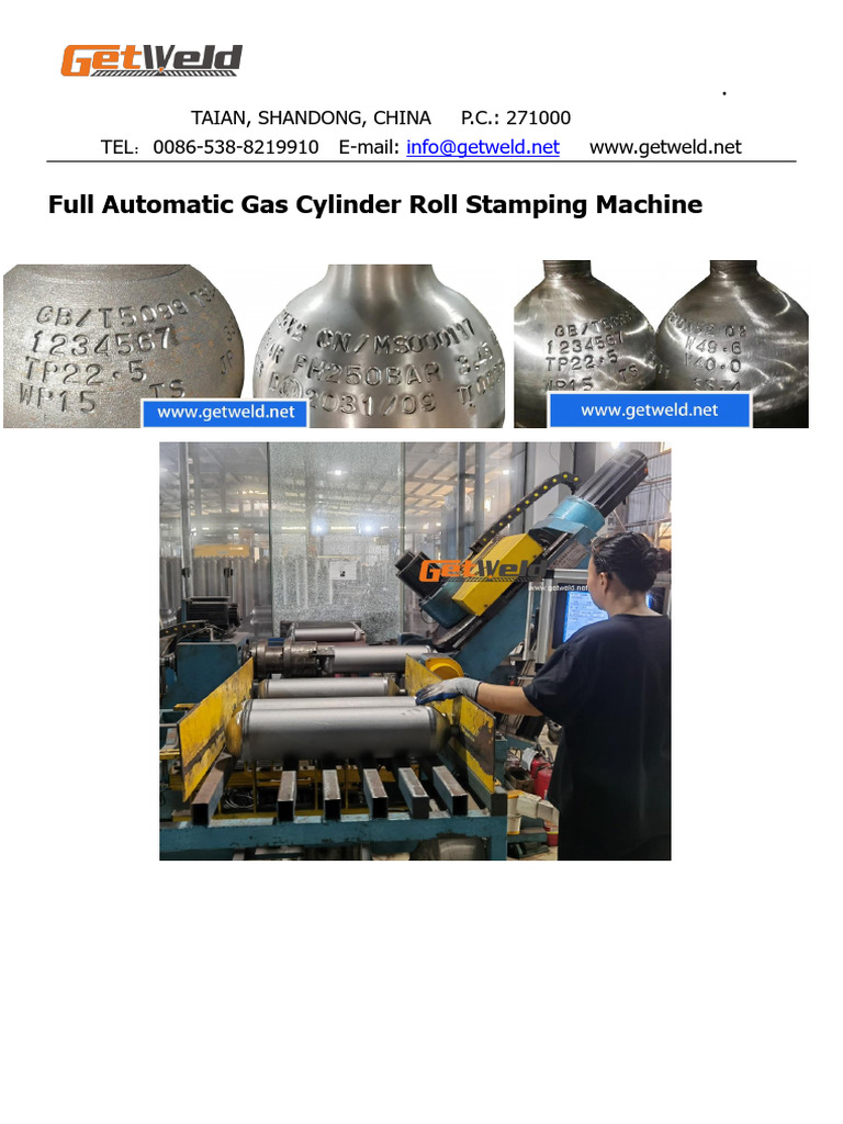 General Info. of Dia. 232-406 Auto. Gas Cylinder Roll Stamping Machine ...