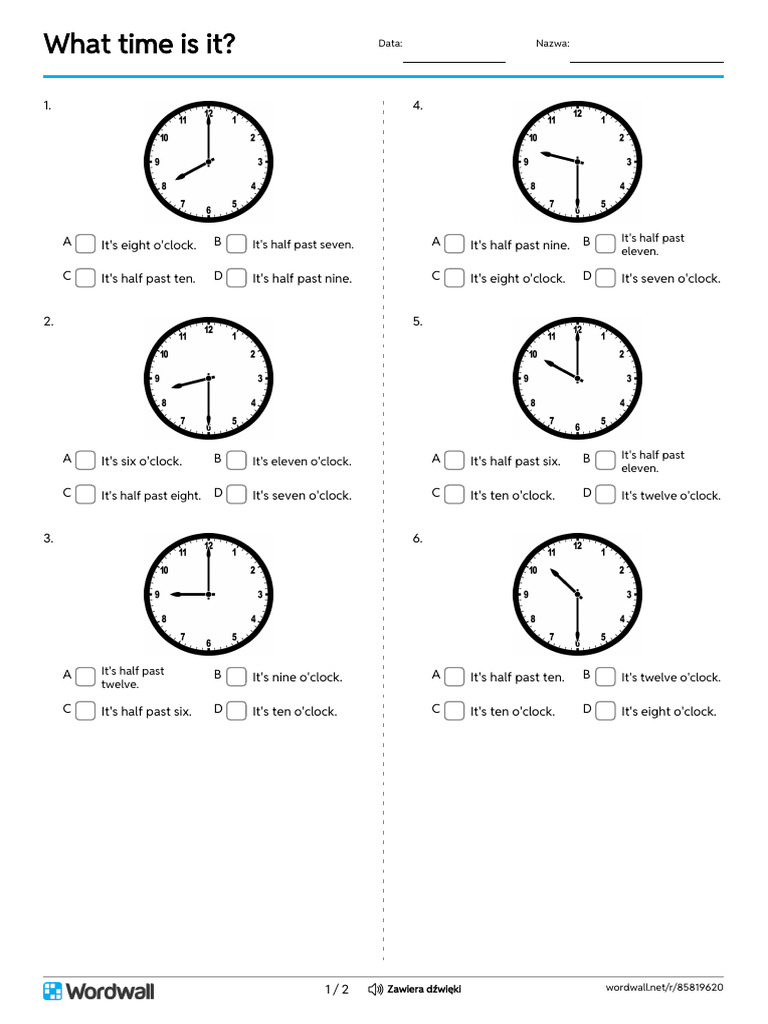What Time Is It Test | PDF