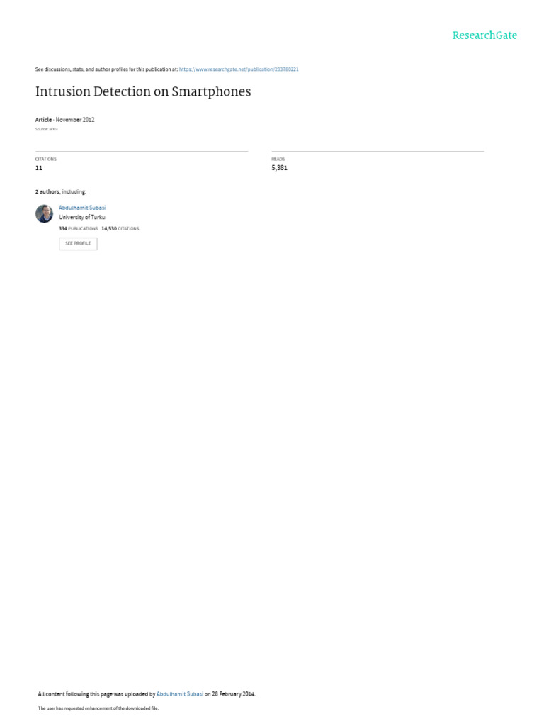 Intrusion Detectionon Smartphones | PDF | Android (Operating System ...