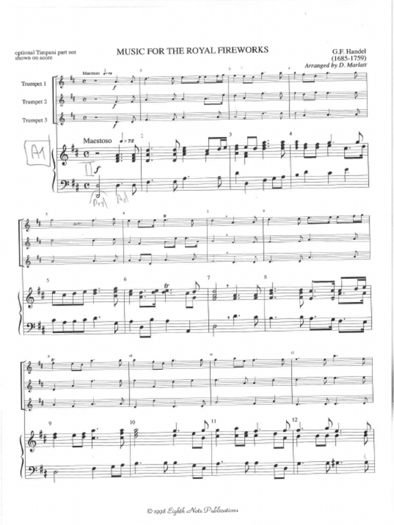 PIANO SCORE Fireworks of Haendel Maestoso and Allegro | PDF